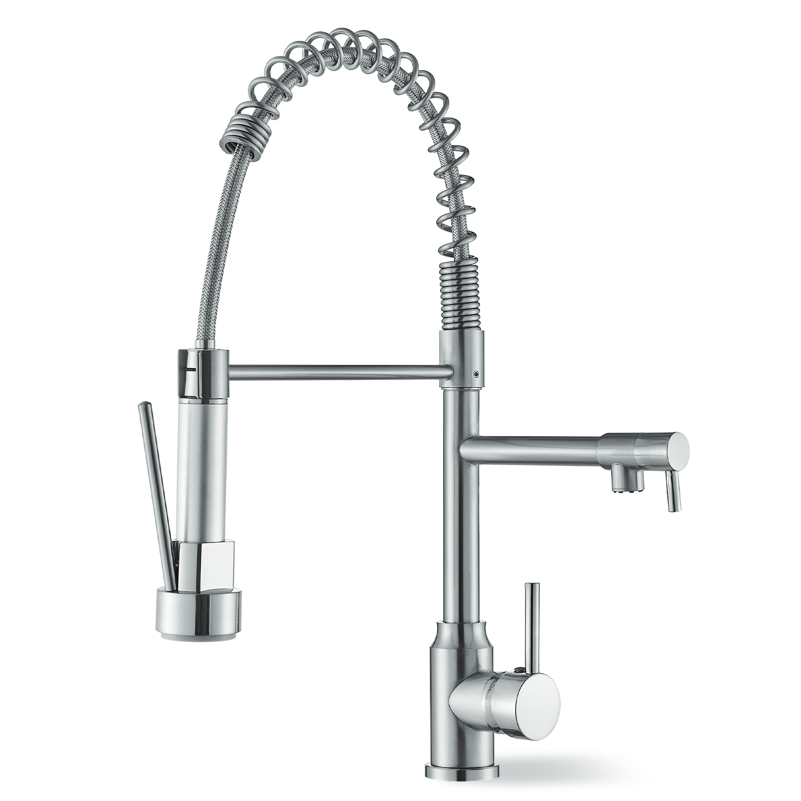 CES Brushed Nickel Kitchen Tap with Pull Out Spray Spring Kitchen Sink ...