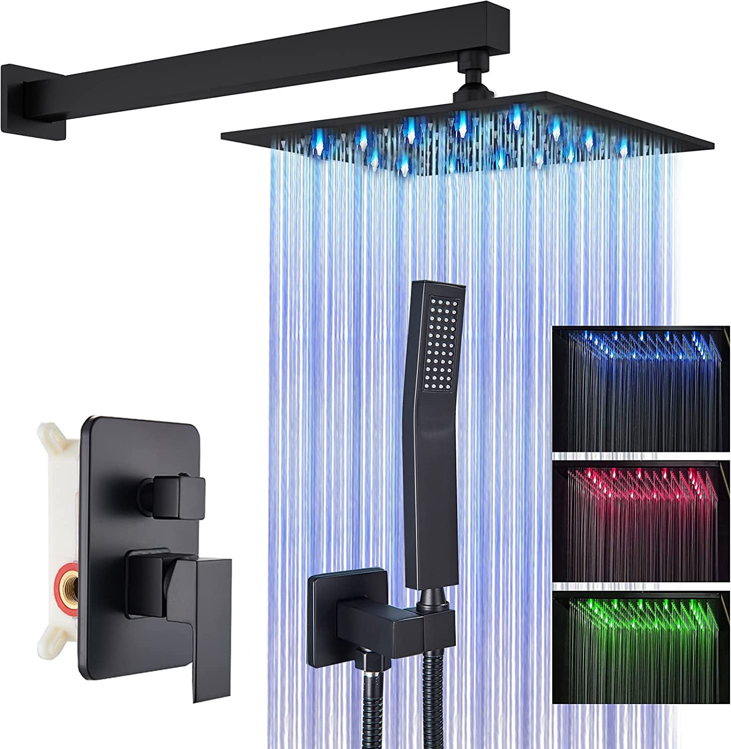CES LED 16 Inch Shower System 2-Function Diverter Valve Rain Shower ...
