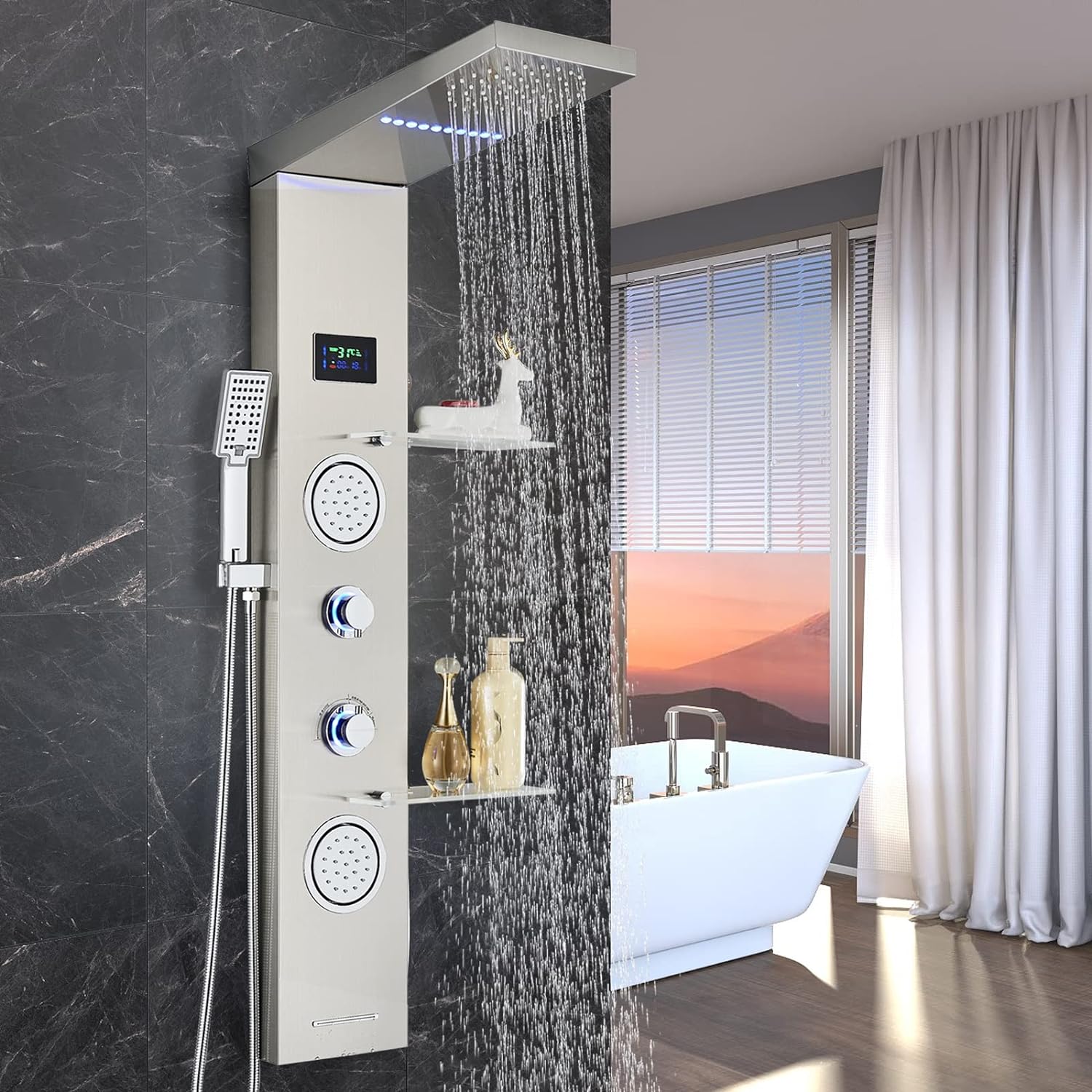 cesinkin, 5 Modes, Wall Mount LED Showerhead & Handheld Shower ...