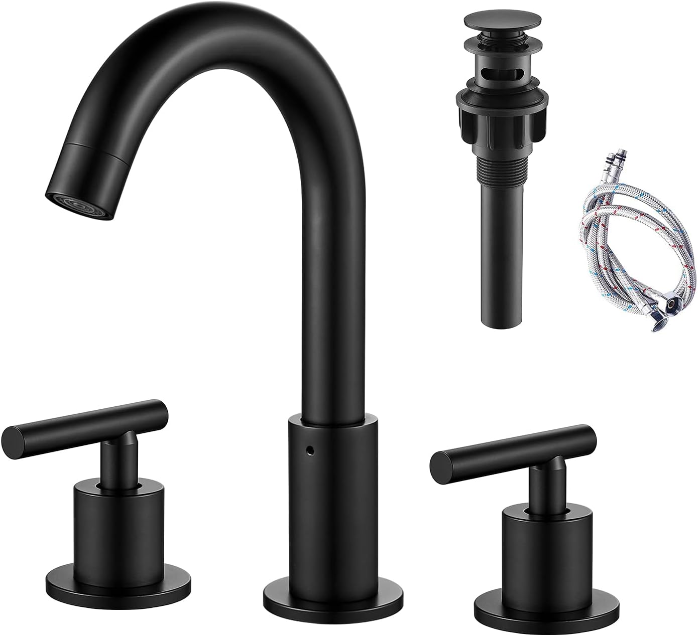 CES Matte Black Bathroom Sink Faucet 2 Handle 4 Inch Centerset Vanity ...