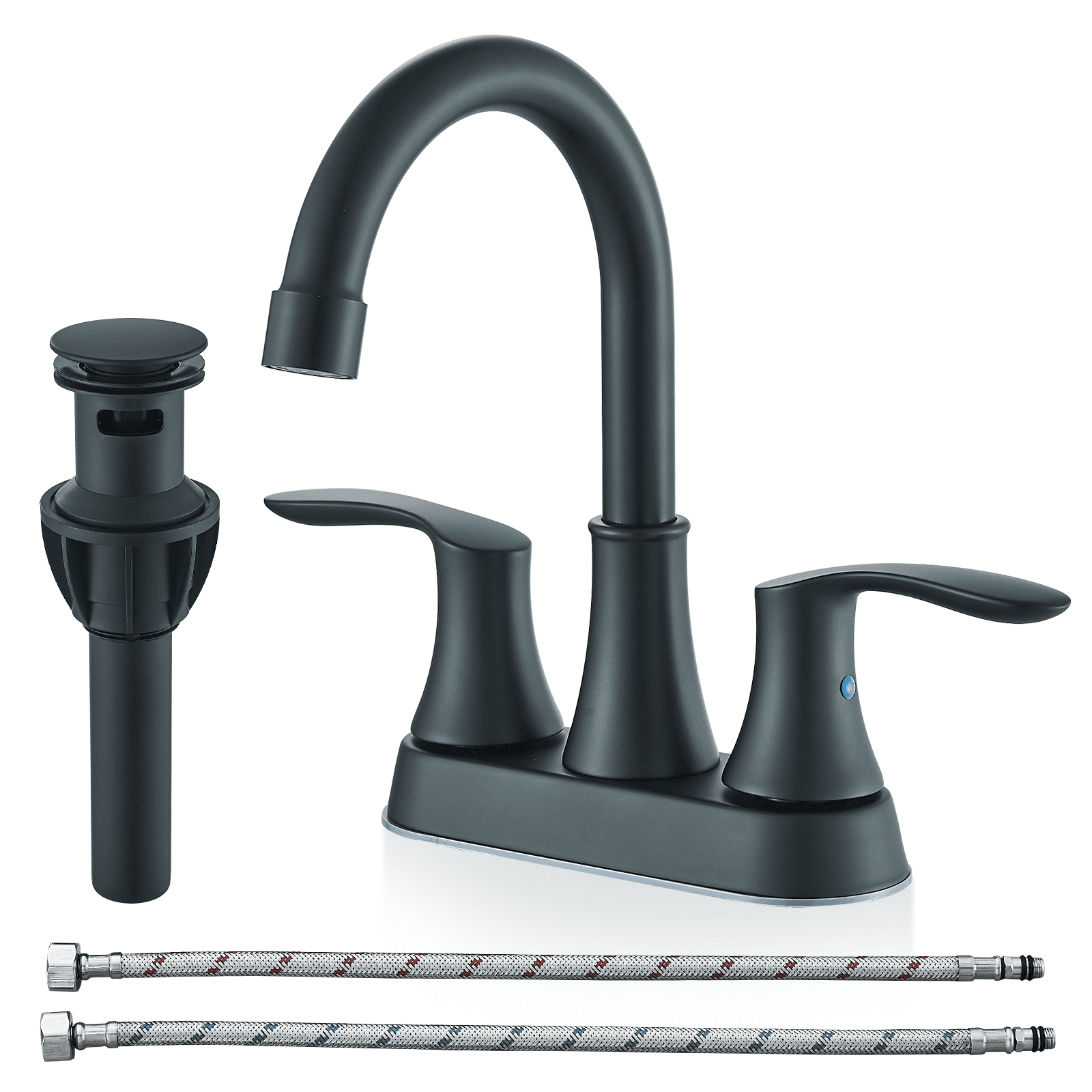 CES Matte Black Bathroom Sink Faucet 2 Handle 4 Inch Centerset Vanity ...