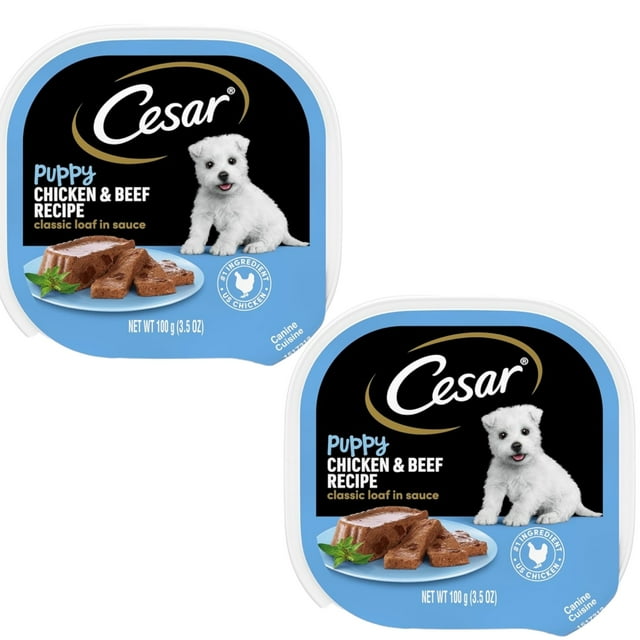 CESAR Puppy Soft Wet Dog Food Classic Loaf in sauce Chicken & Beef ...