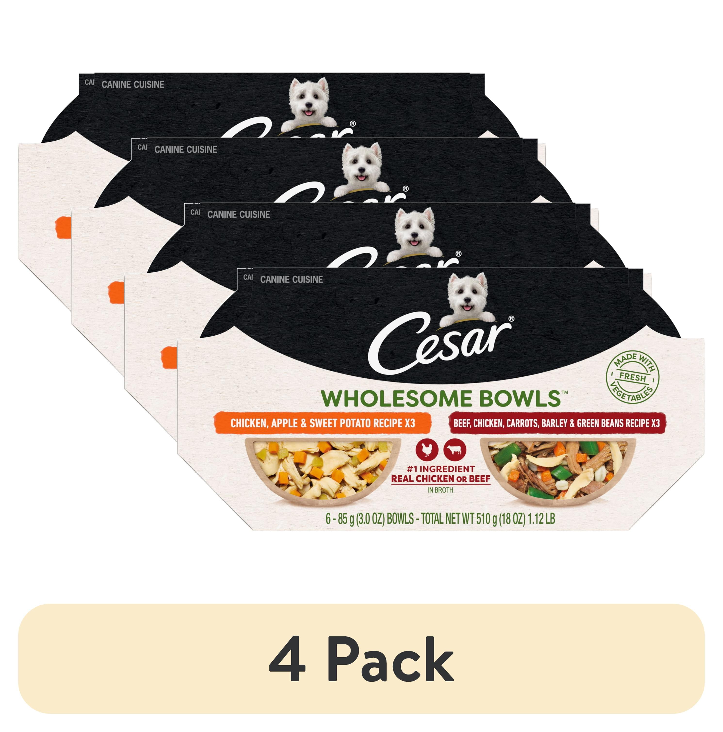 (4 pack) CESAR WHOLESOME BOWLS Chicken, Beef & Vegetable Soft Wet Dog ...