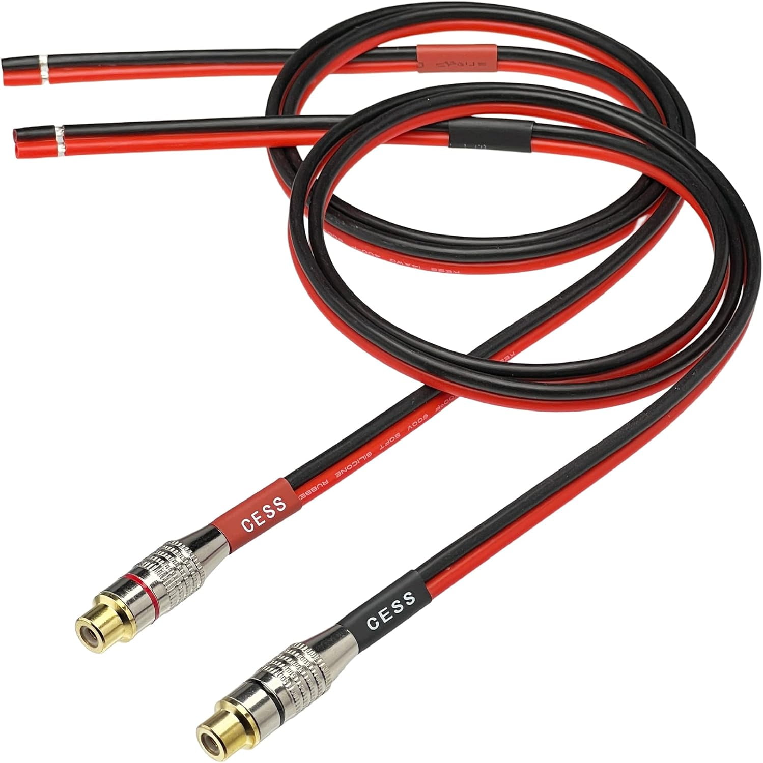 CESS-063-3f Silicone Speaker Wire 14 AWG with Phono RCA Female Jack, 2 ...