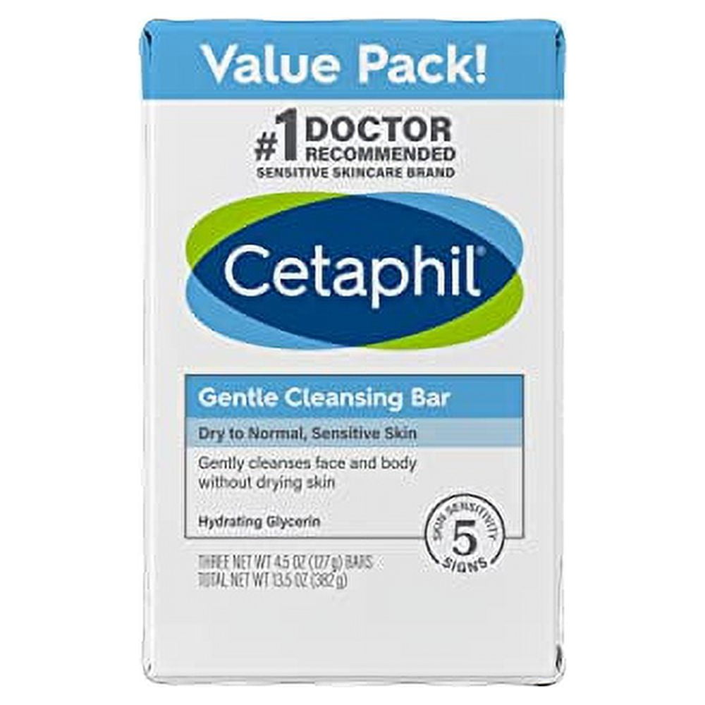 CETAPHIL Gentle Cleansing Bar | 4.5 oz Bar (Pack of 3) | Nourishing ...