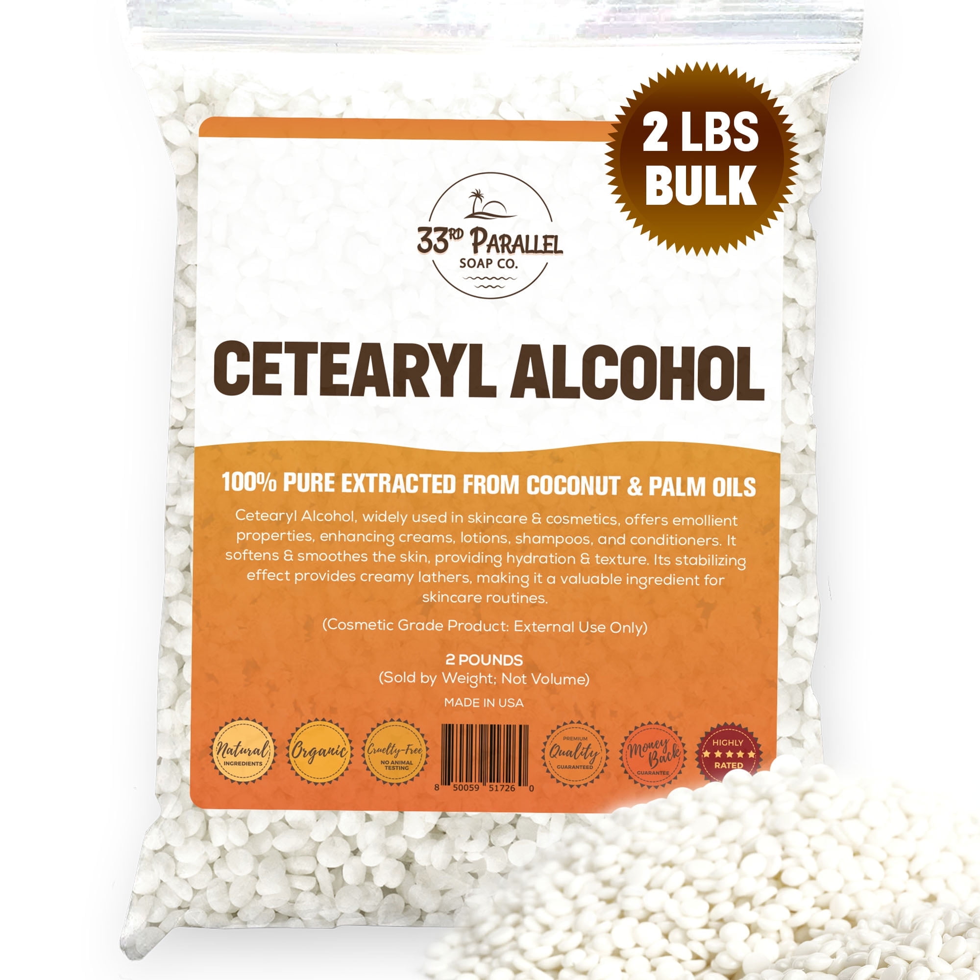 CETEARYL ALCOHOL ( 32 oz / 2 lbs ) 100% Pure Extracted from Coconut ...