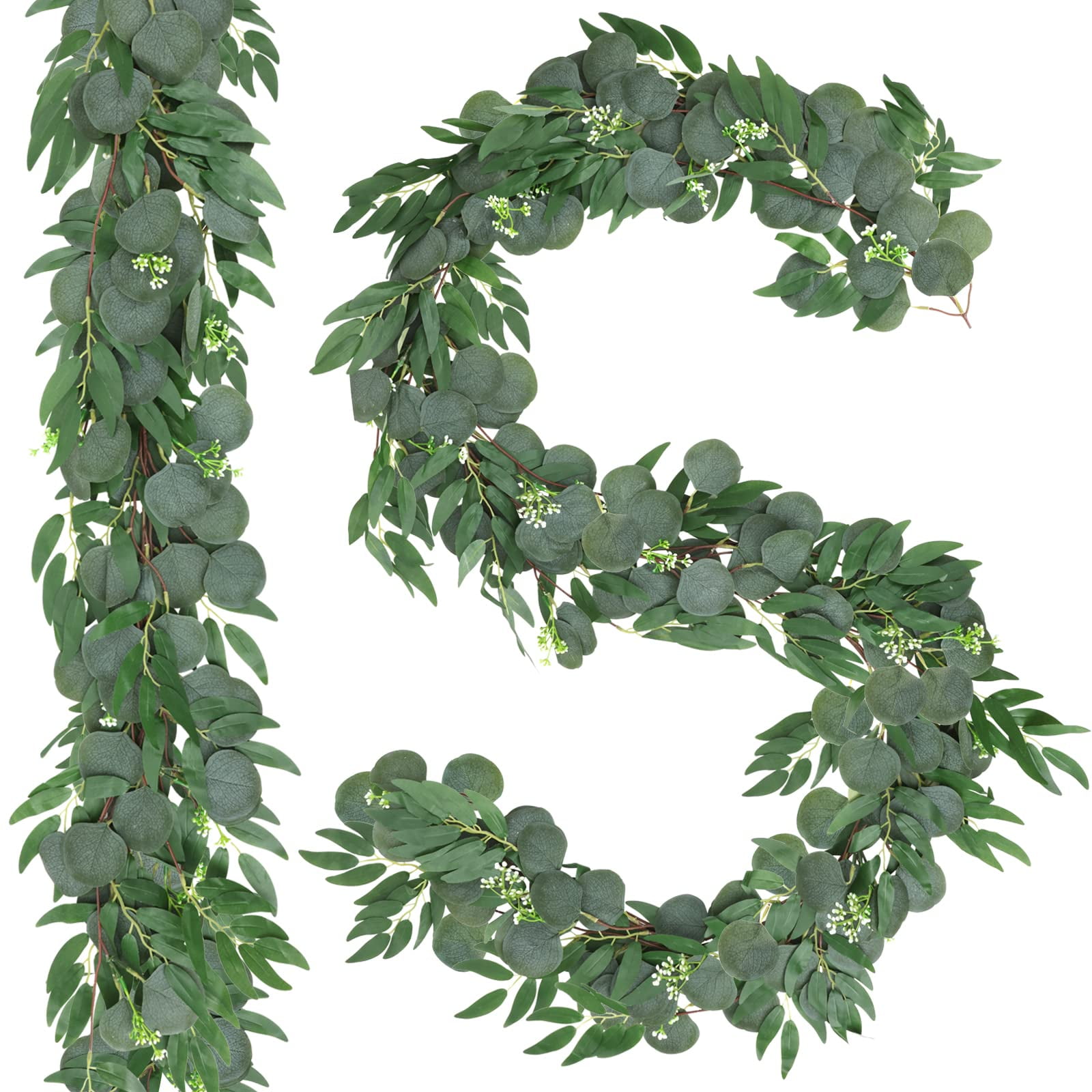 CEWOR 2 Pack Eucalyptus Garland for Table, Artificial Greenery Garlands ...