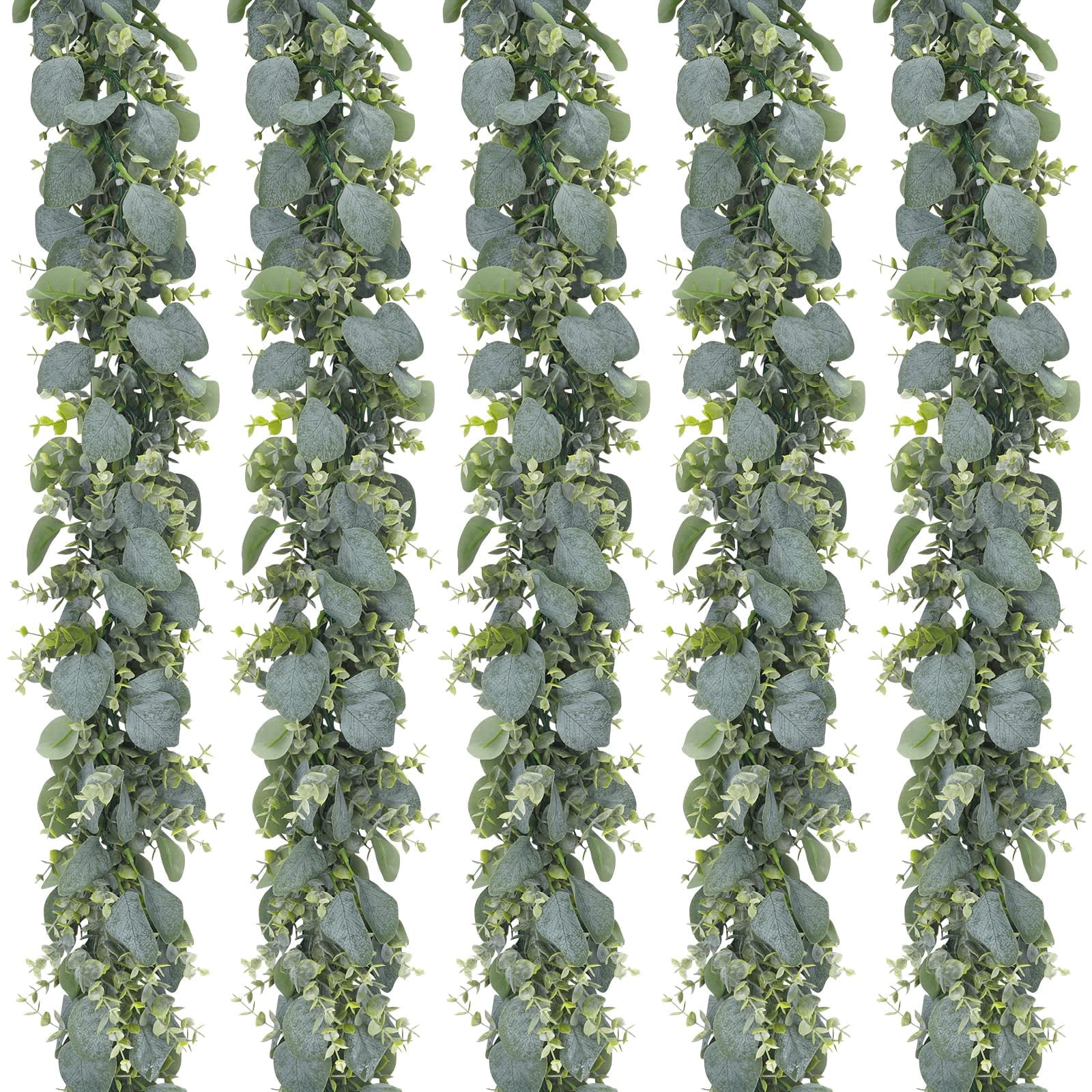 CEWOR 5pcs 5.5ft Artificial Eucalyptus Garland Fake Silver Dollar ...