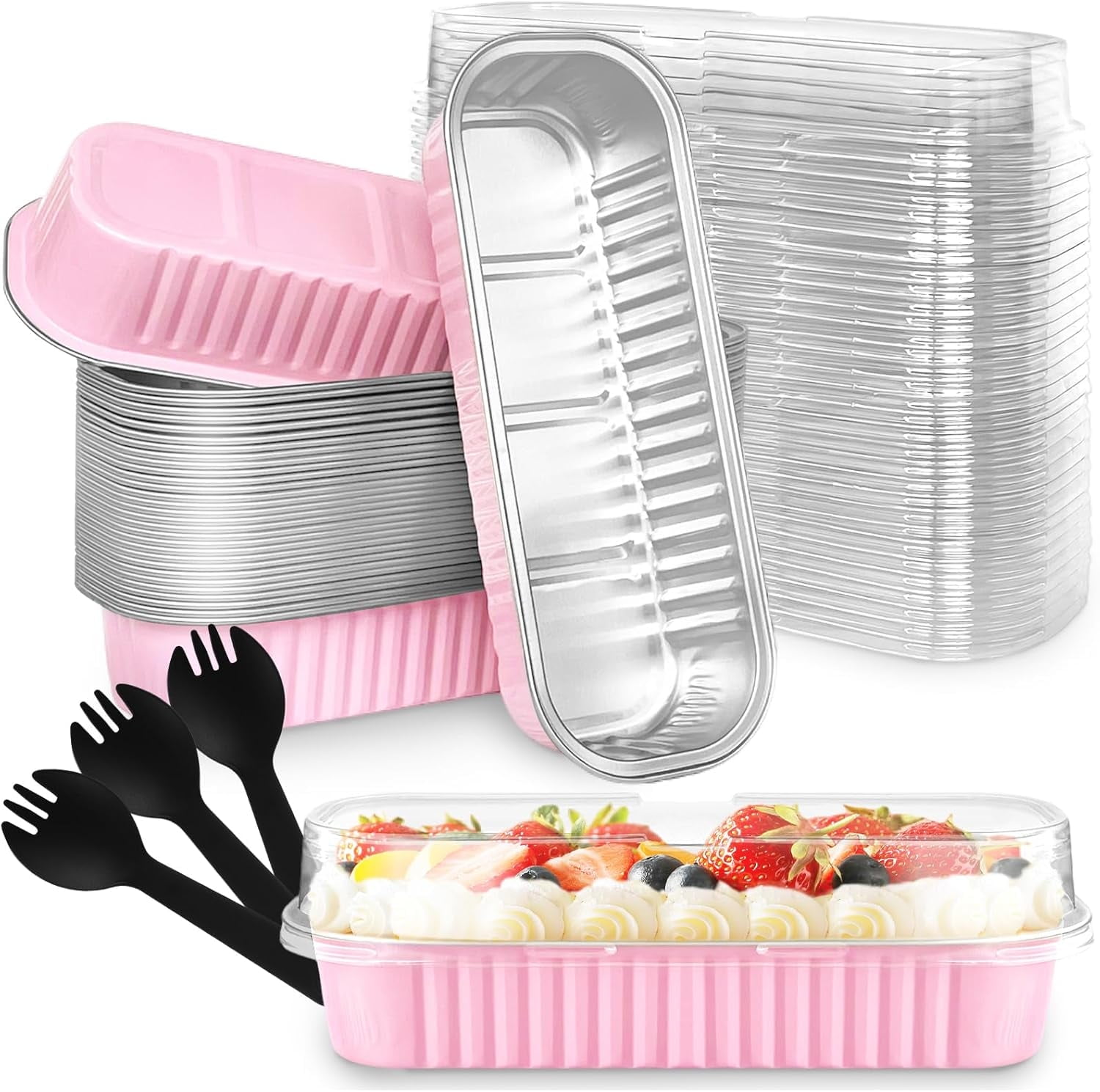 CEYAZYE 30Pcs Mini Baking Pans with Lids and Spoons Set 6.8 Oz ...