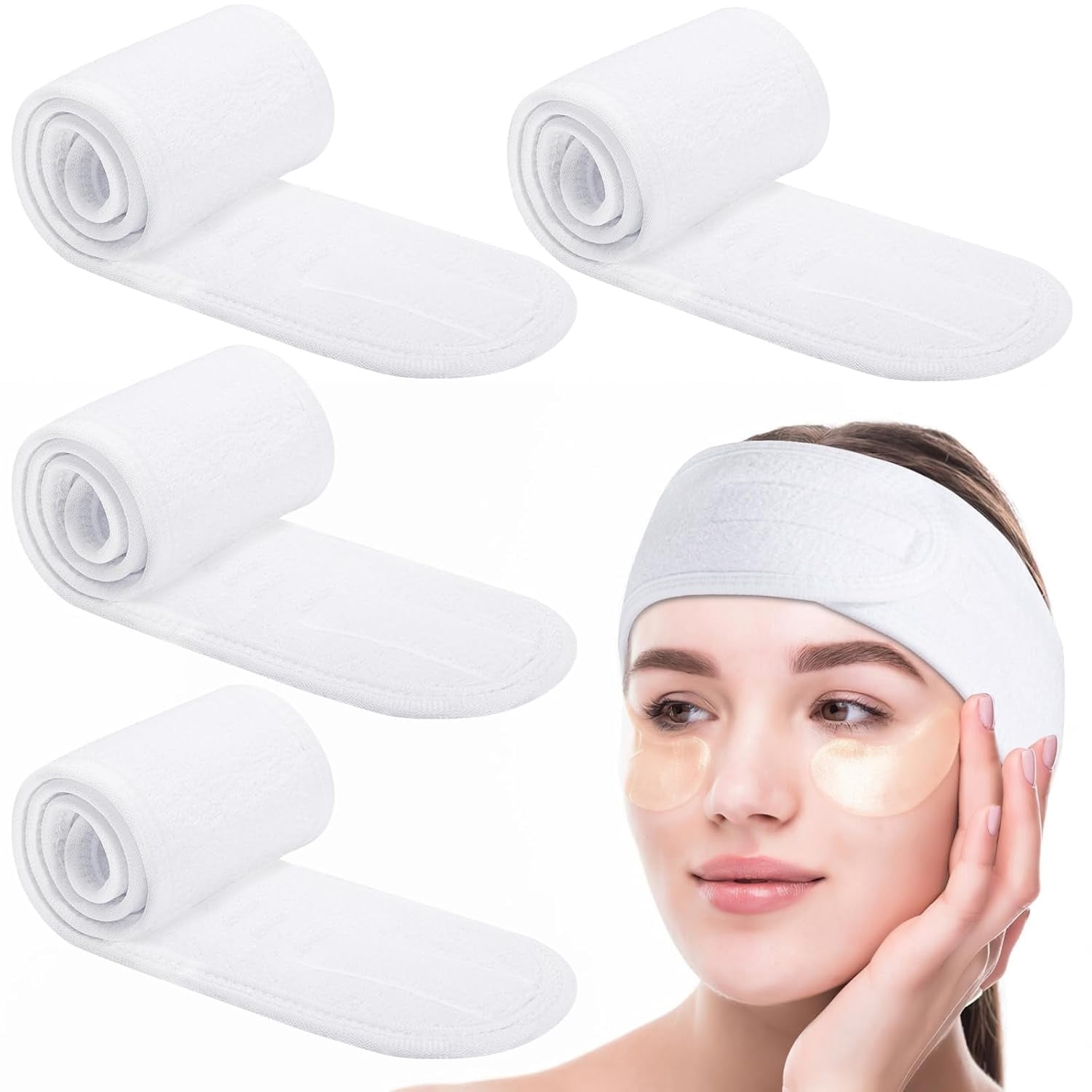 CEYAZYE 4Pcs Spa Facial Headbands for Women, Black Face Wash Headband ...