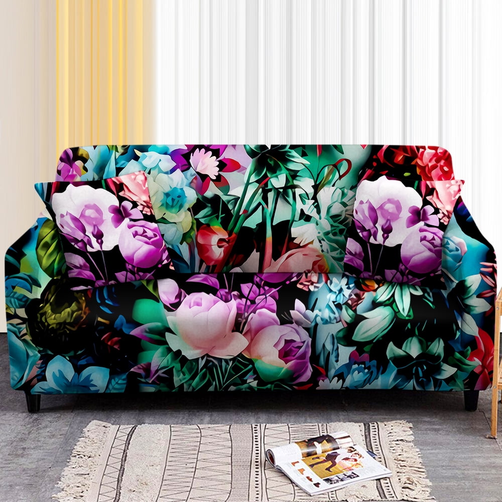 CElastic Sofa Cover for Living Room Flower Print Sofa Slipcover Stretch ...