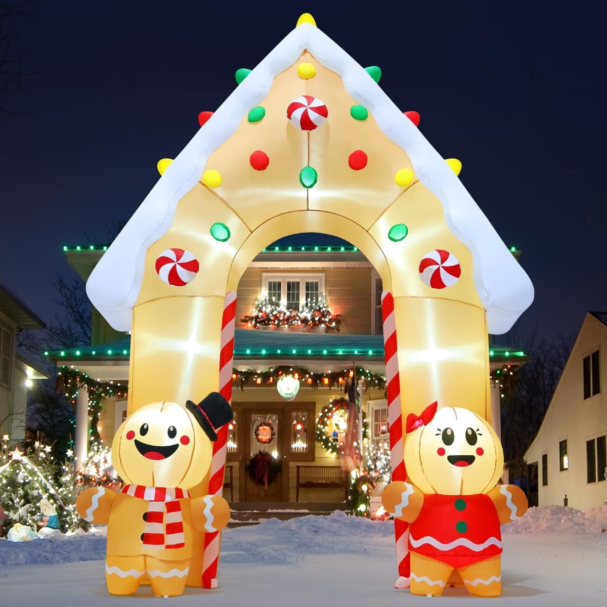 CF 11.8 FT Christmas Inflatables Decorations Archway, Gingerbread ...