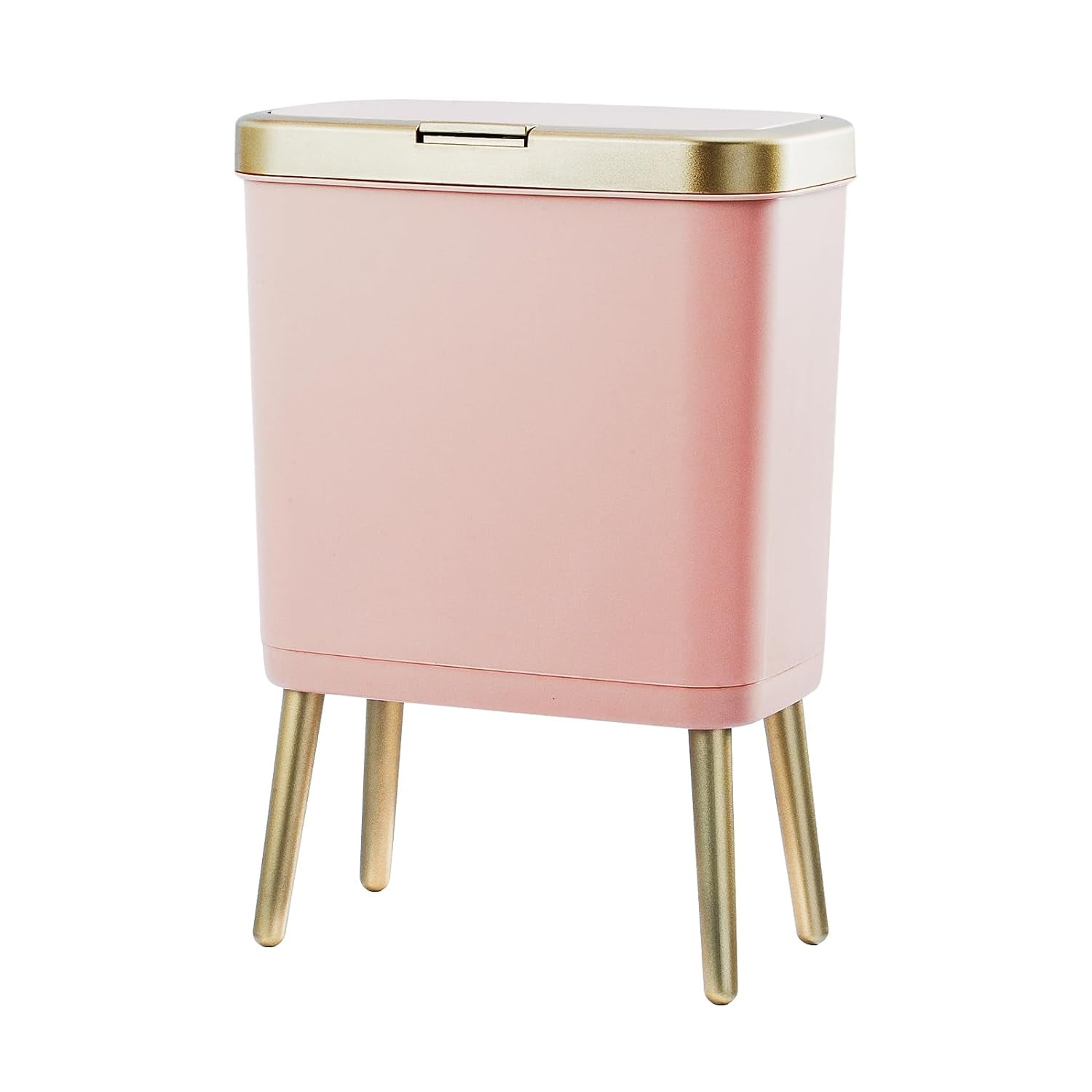 CF Bathroom Trash Can with Lid, 4 Gallon Pink Garbage Can, Tall Plastic ...