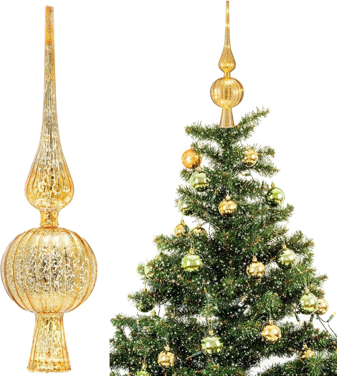CF Mercury Glass Finial Christmas Tree Topper 12 Inches Vintage ...