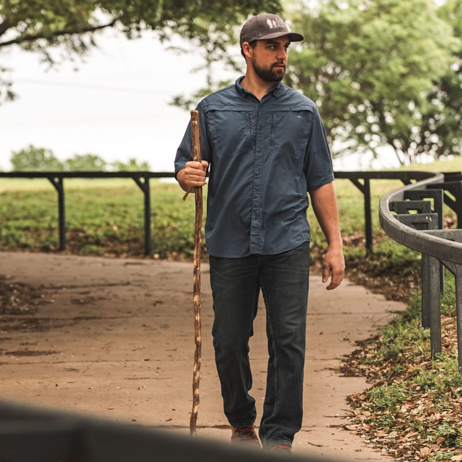 CF Rustic Wood Walking Stick, Ironwood, Traditional Style Handle, for ...