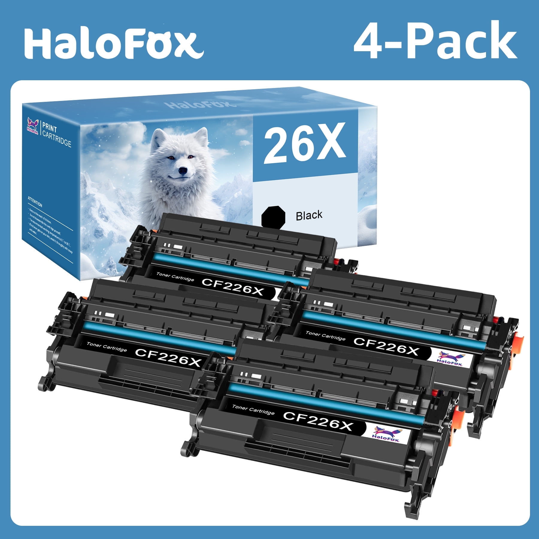 Halofax 26X CF226X Toner Cartridge for HP Laserjet Pro, Black, 4 Pack ...