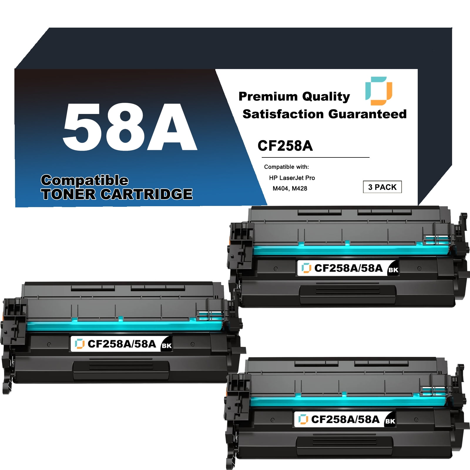 CF258A Toner Cartridge Replacement Compatible for HP 58A 3 Pack to use ...