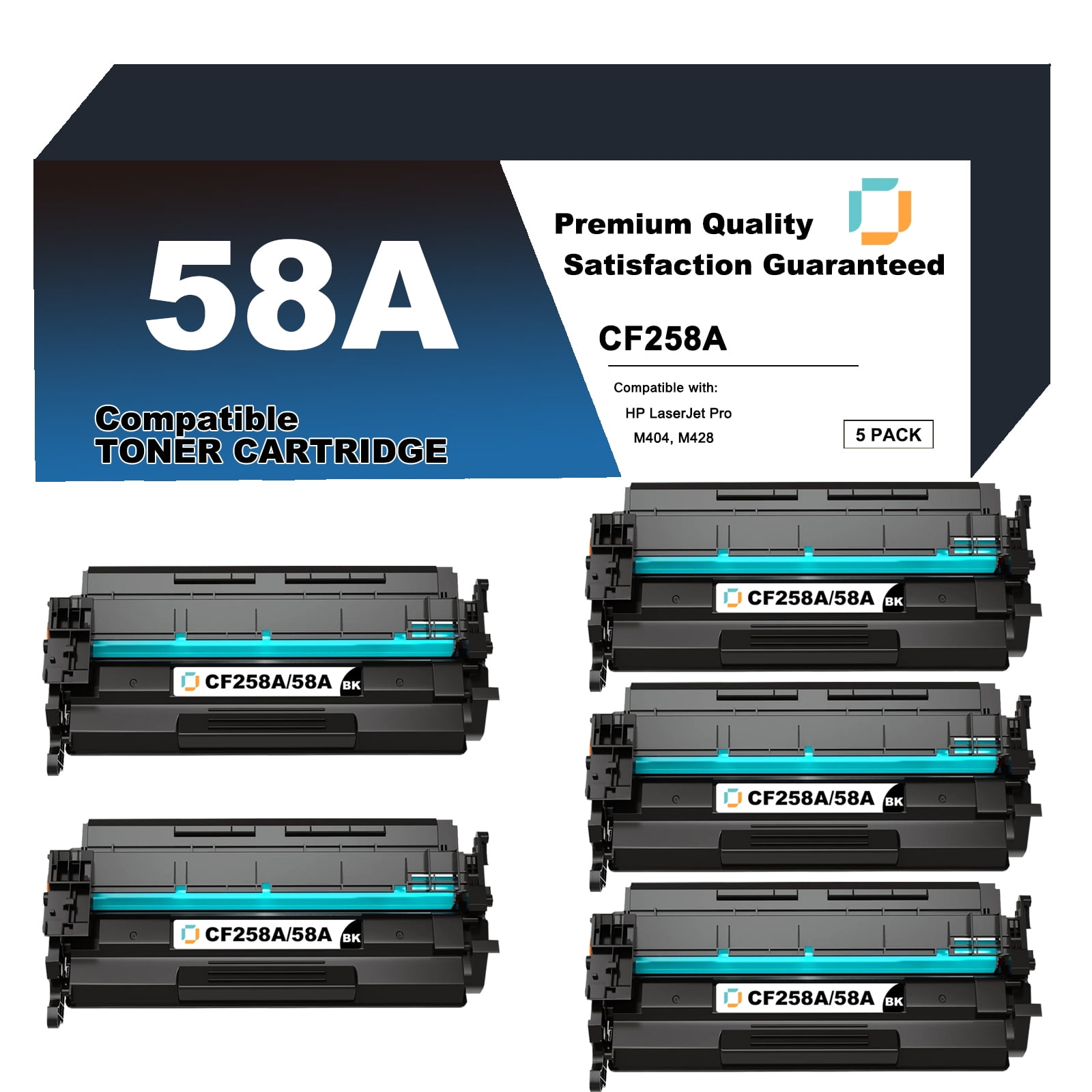 CF258A Toner Cartridge Replacement Compatible for HP 58A 5 Pack to use with LaserJet Pro M404dn ...
