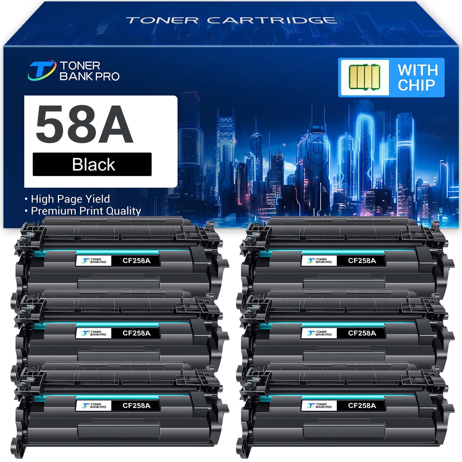 CF258A With-Chip 58A Black Toner Cartridge Compatible for HP 58A CF258A ...