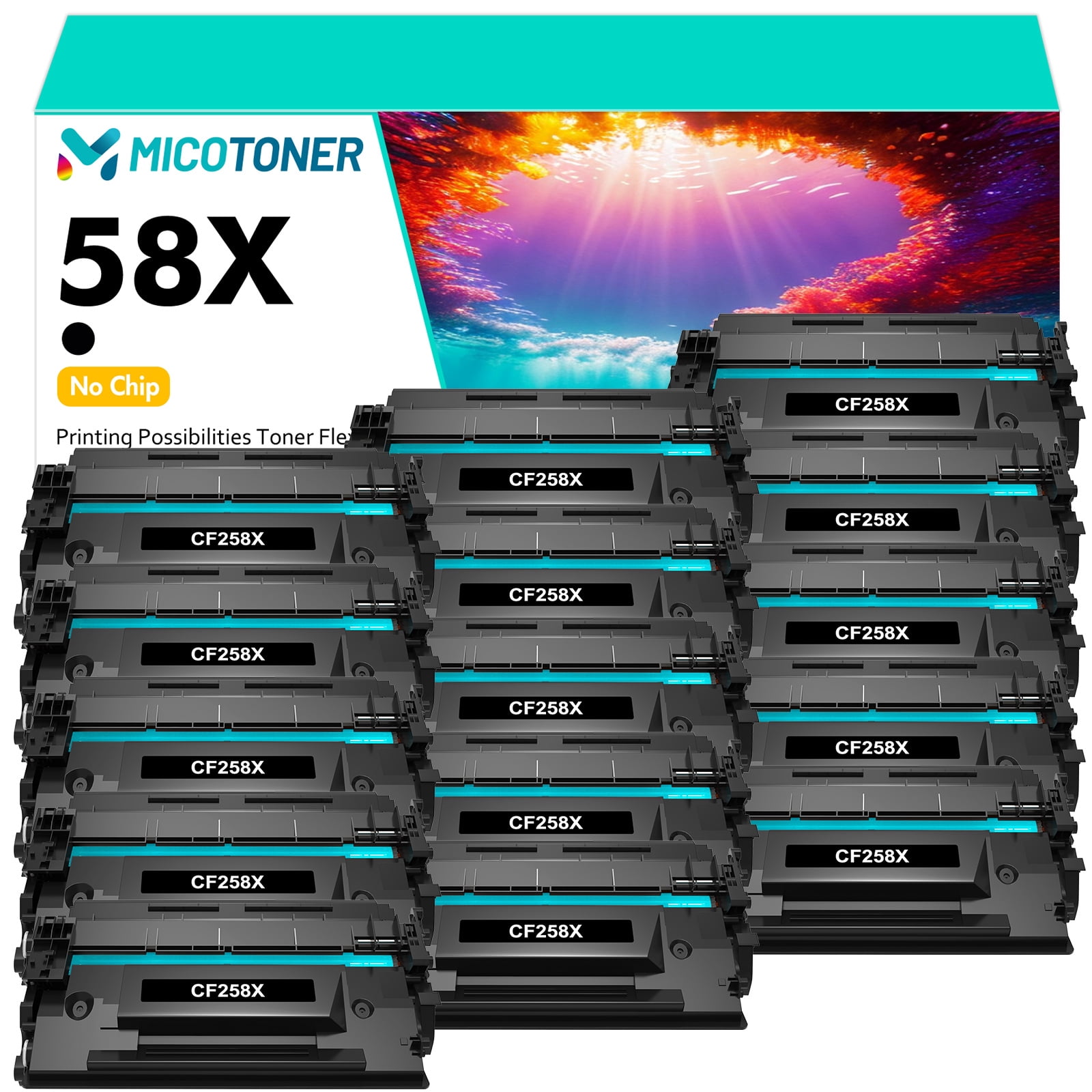 CF258X (without Chip) Compatible Black Toner Cartridge for HP 58X ...