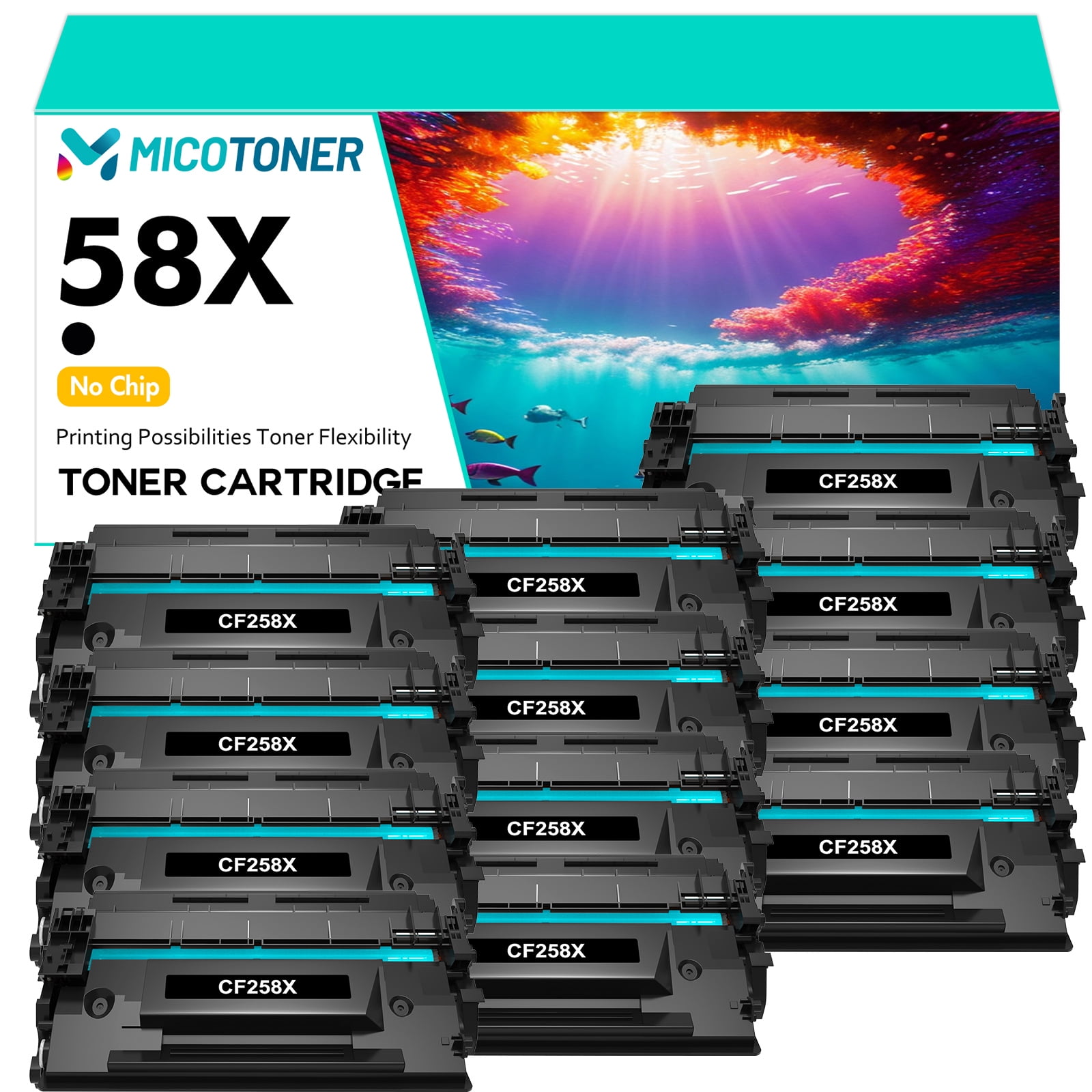 CF258X (without Chip) Compatible Black Toner Cartridge for HP 58X ...