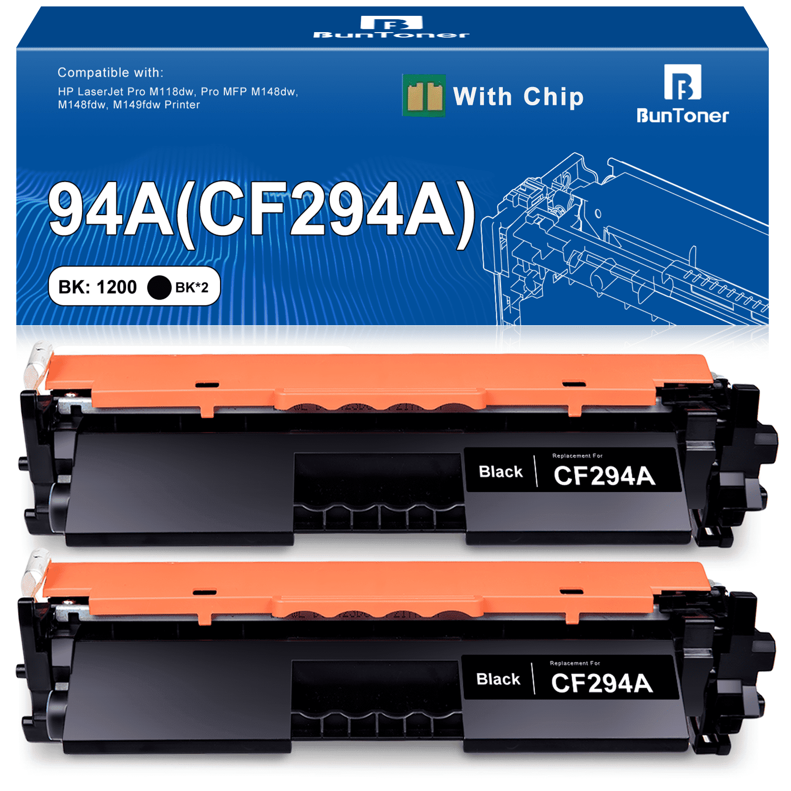 BunToner CF294A 94A 94X CF294X Toner Cartridges for HP LaserJet Pro ...
