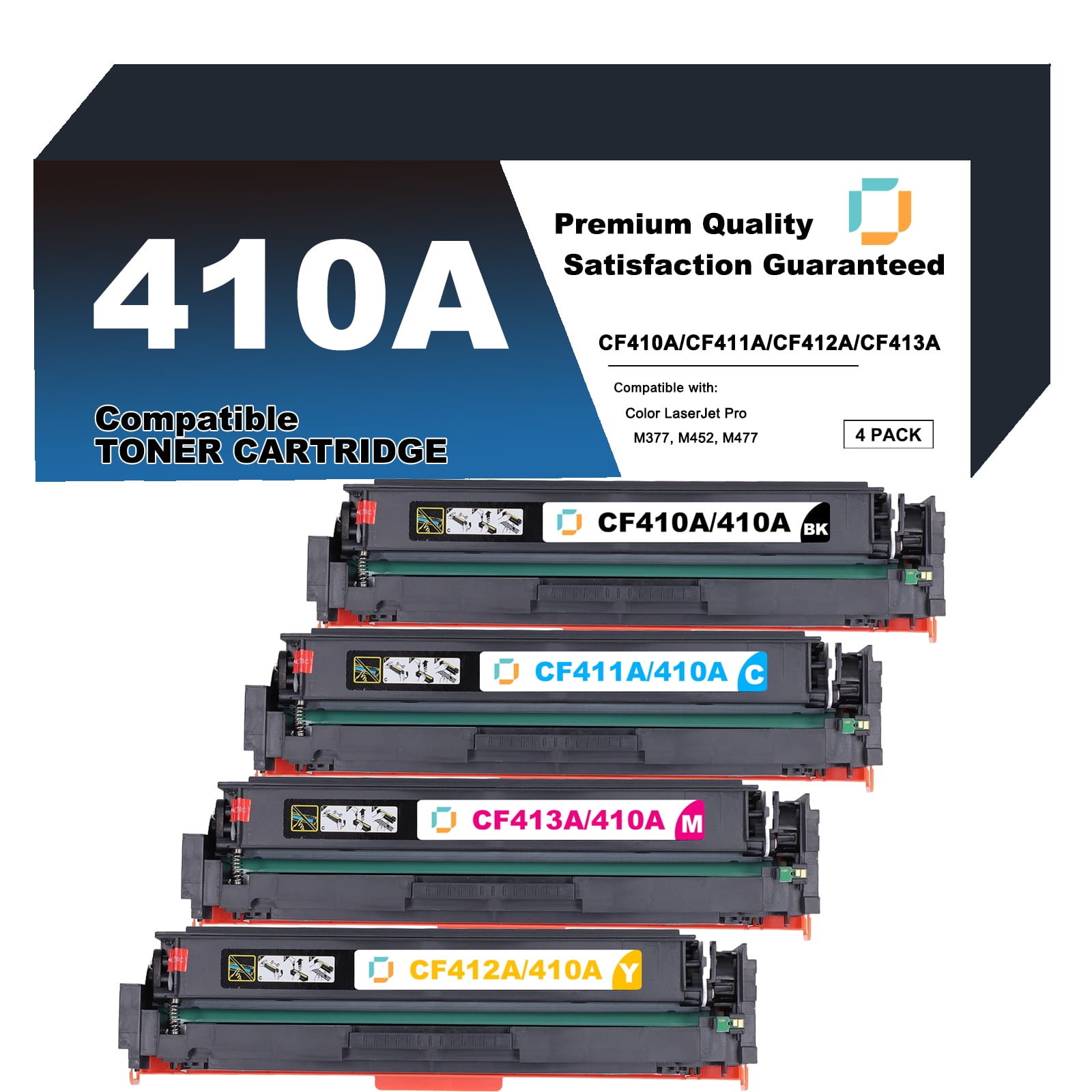 CF410A/CF411A/CF412A/Cf413A Toner Cartridge Replacement Compatible for HP 410A 4 Pack to use ...