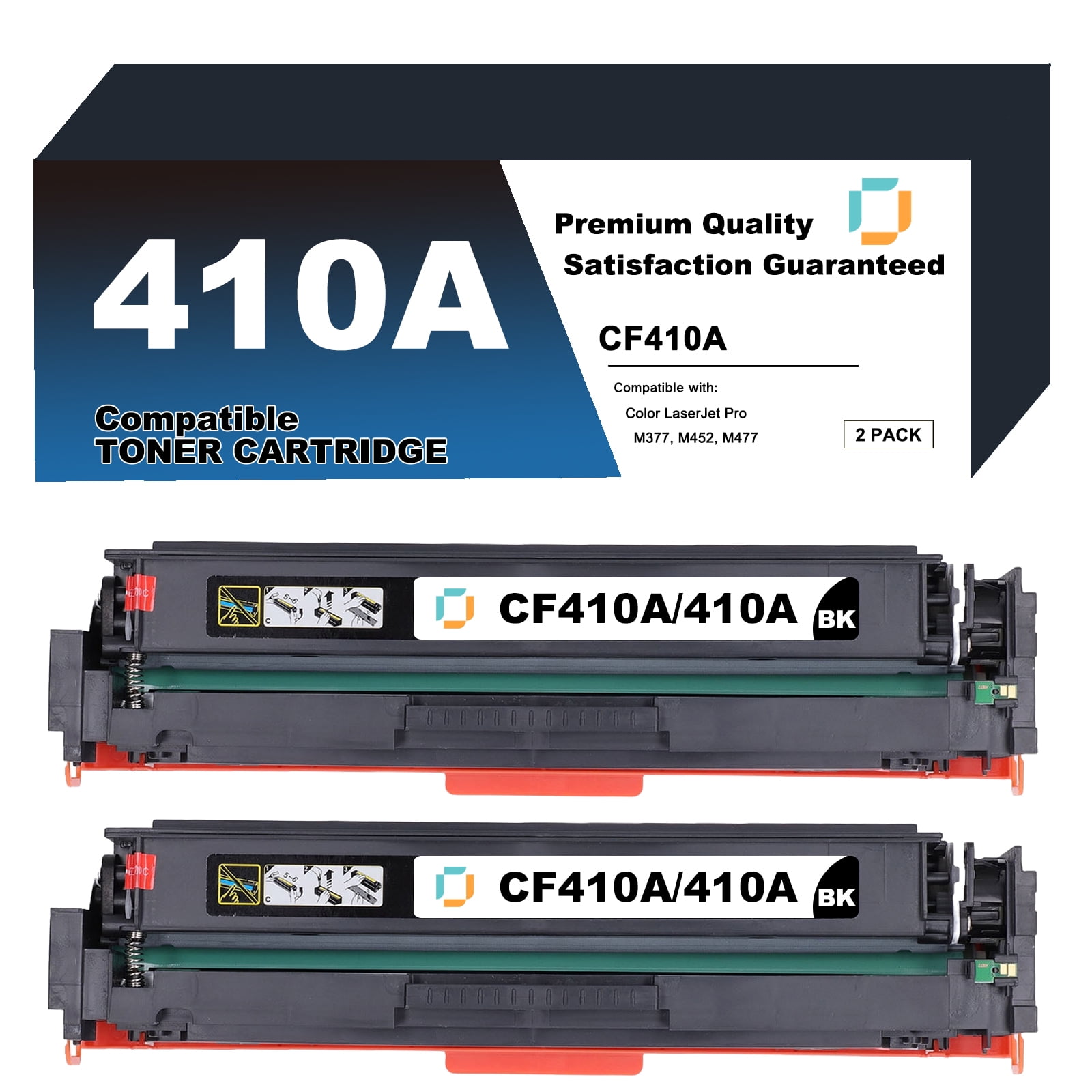 CF410A Toner Cartridge Replacement Compatible for HP 410A 2 Pack to use ...