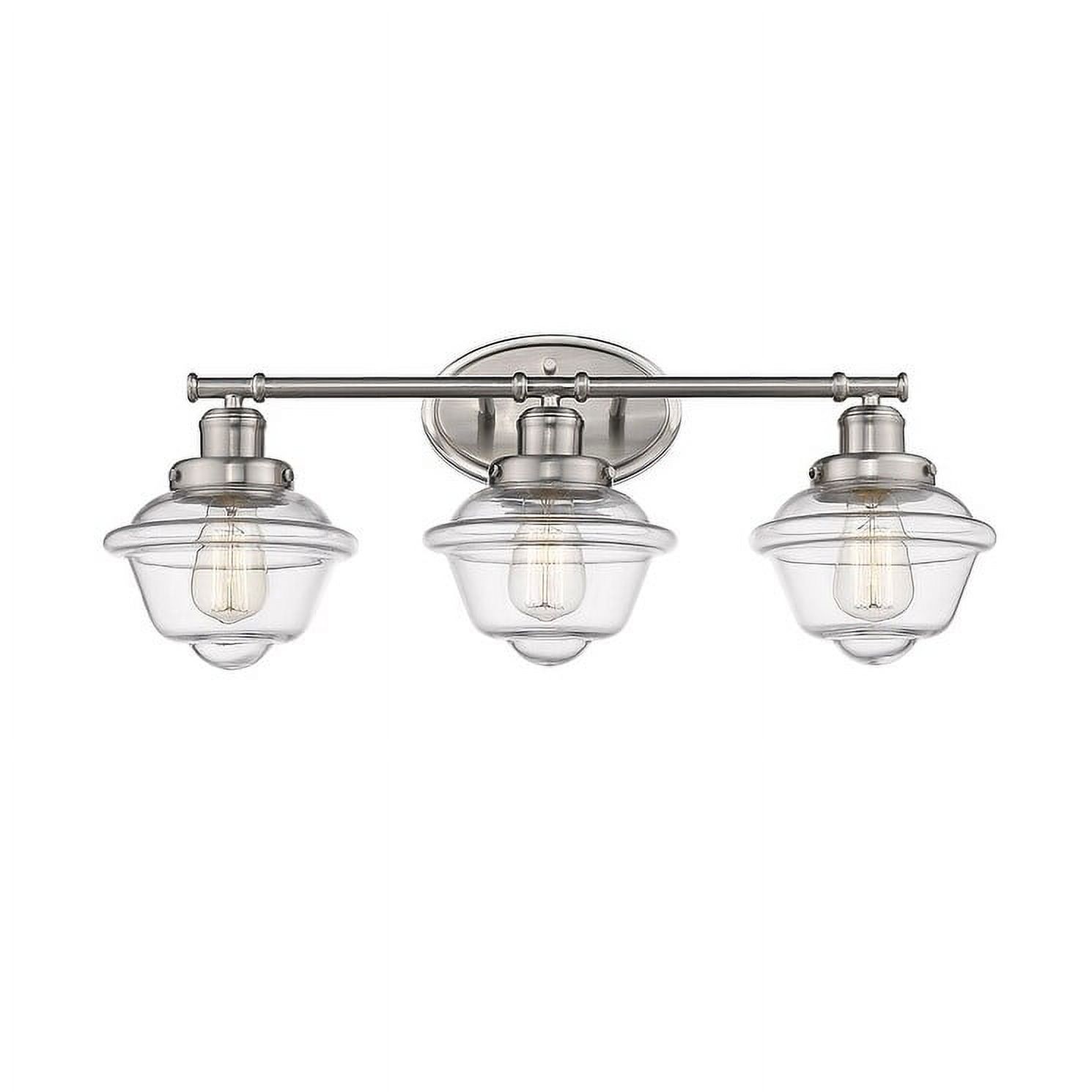 CFC Enterprises 3-Light Nickel Bath Bar Vanity Light with Clear School ...