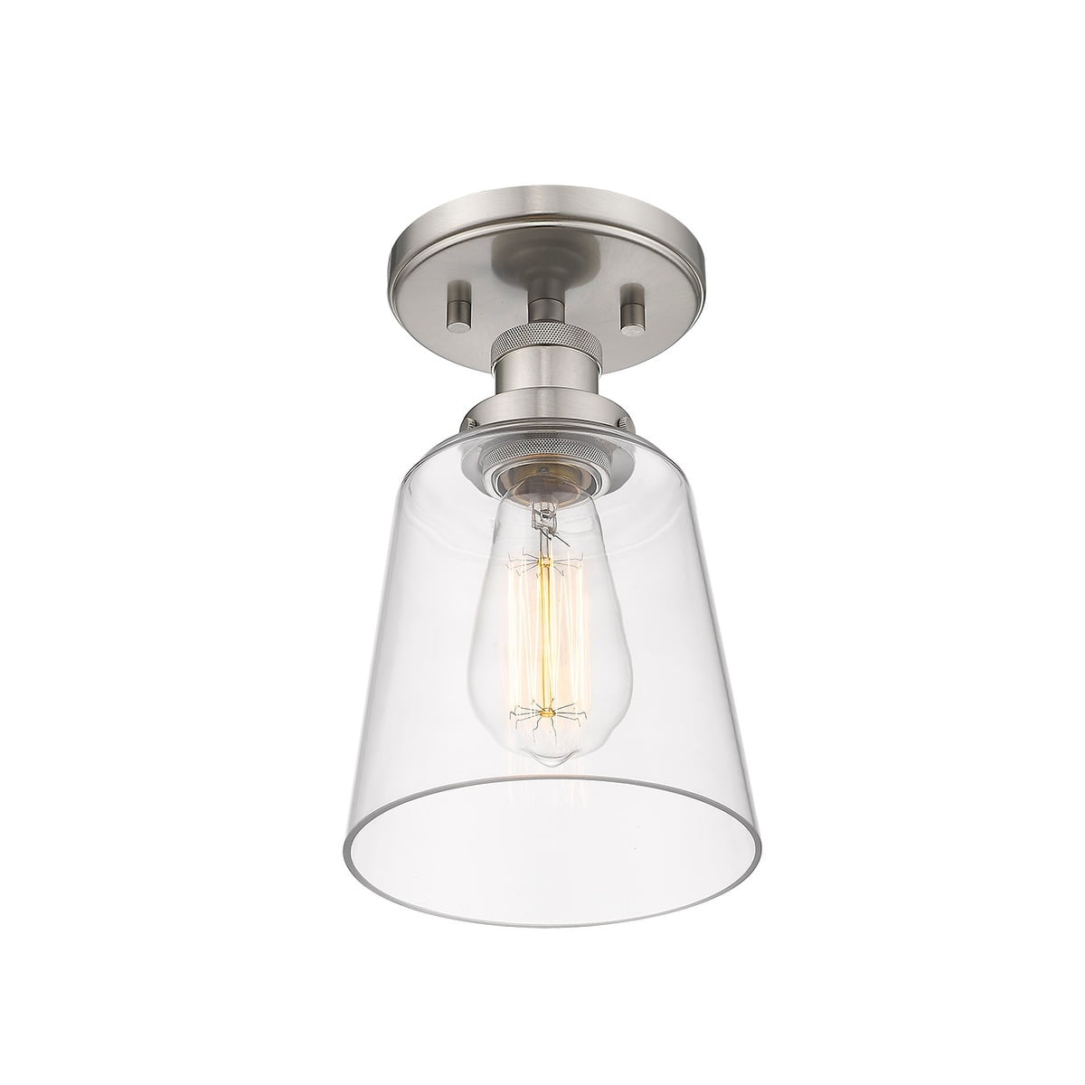 CFC Lighting 1 Light Mini Bell-Shaped Glass Semi-Flush Light in Nickel ...