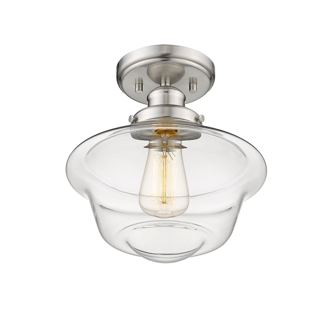 CFC Lighting 1 Light Mini School-House Glass Semi-Flush Light in Nickel ...