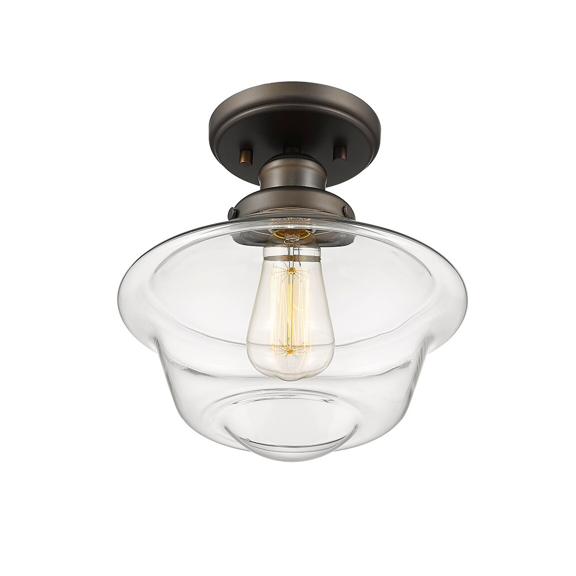 CFC Lighting 1 Light Mini School House Glass Semi-Flush Light in Oil ...