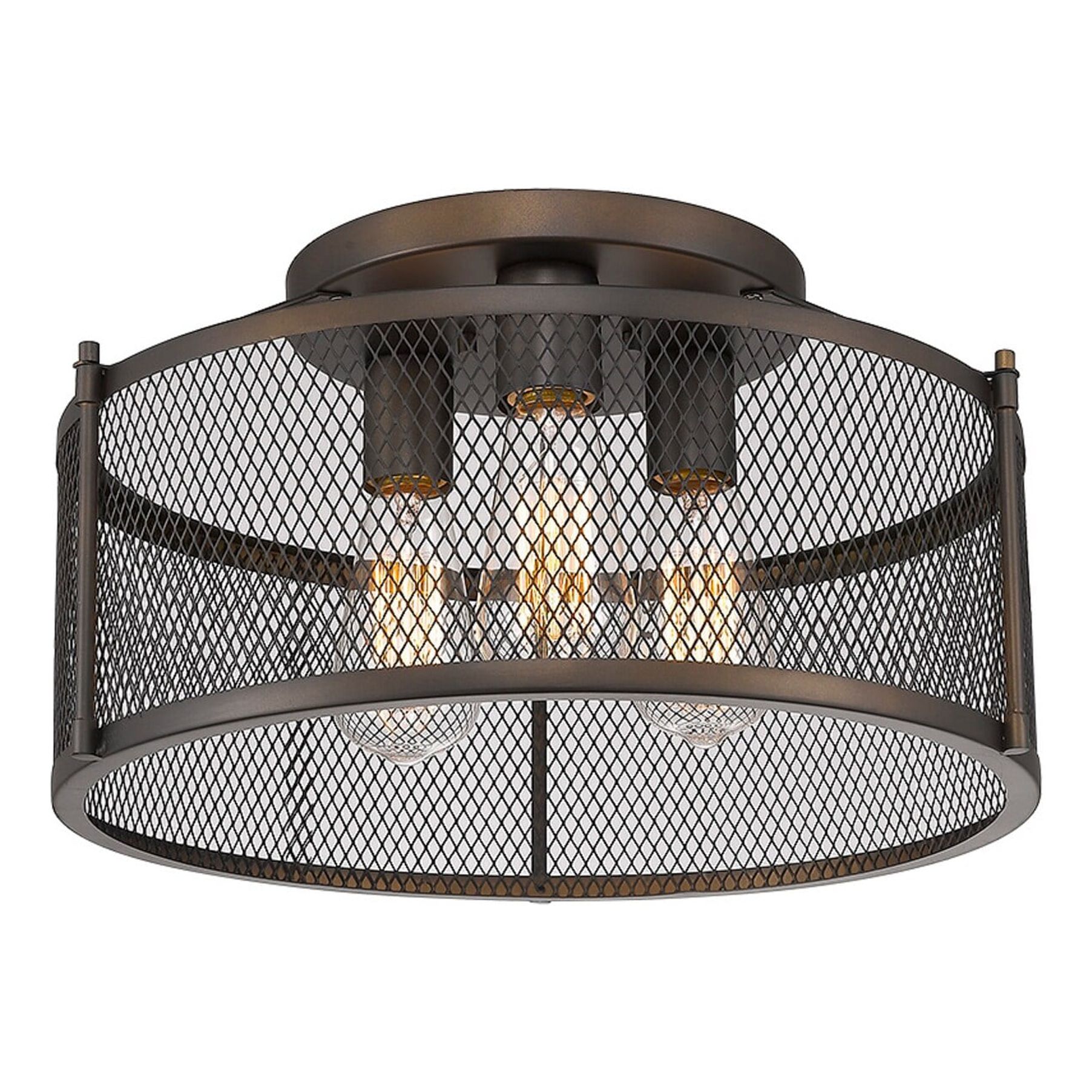 CFC Lighting 3 Light Screen Retro Drum Metal Semi-Flush Bronze ...