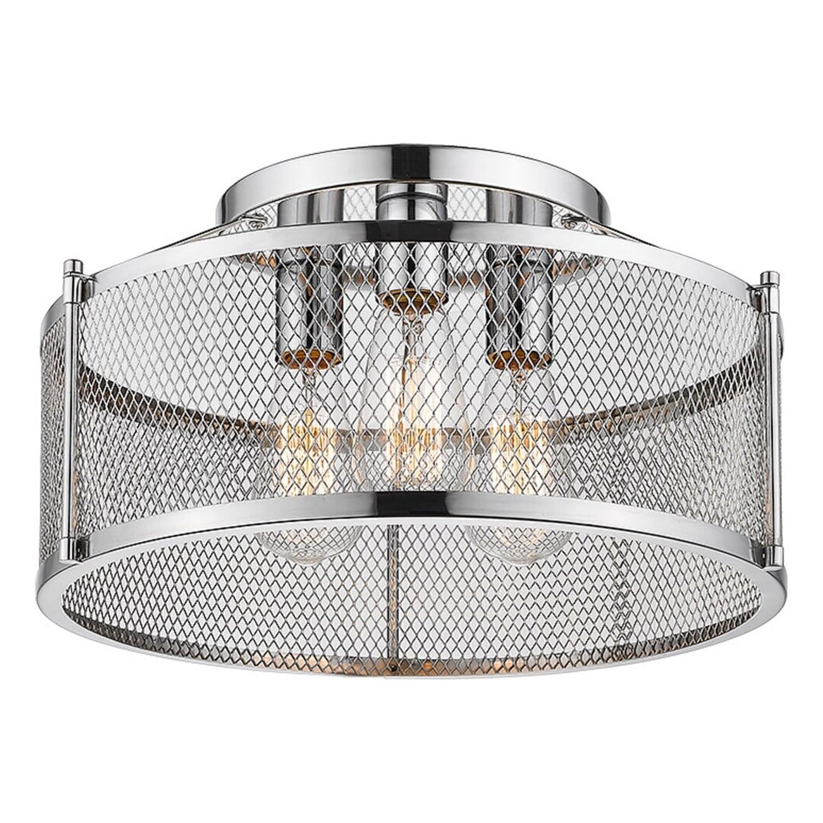 CFC Lighting 3 Light Screen Retro Drum Metal Semi-Flush Chrome ...