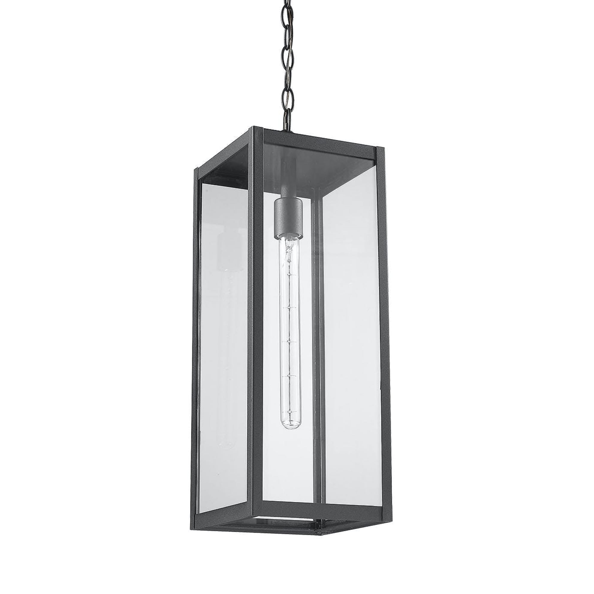 CFC Lighting Clear Glass Outdoor 22" High Hanging Black Aluminum Light ...