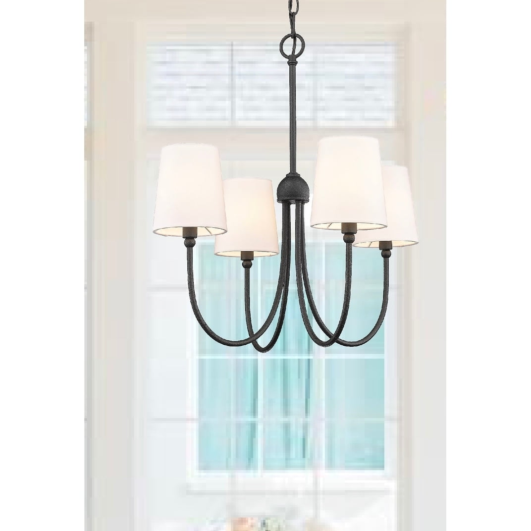 CFC Lighting Forged Black 22"W x 23"H Rustic Chandelier with 4 Fabric ...