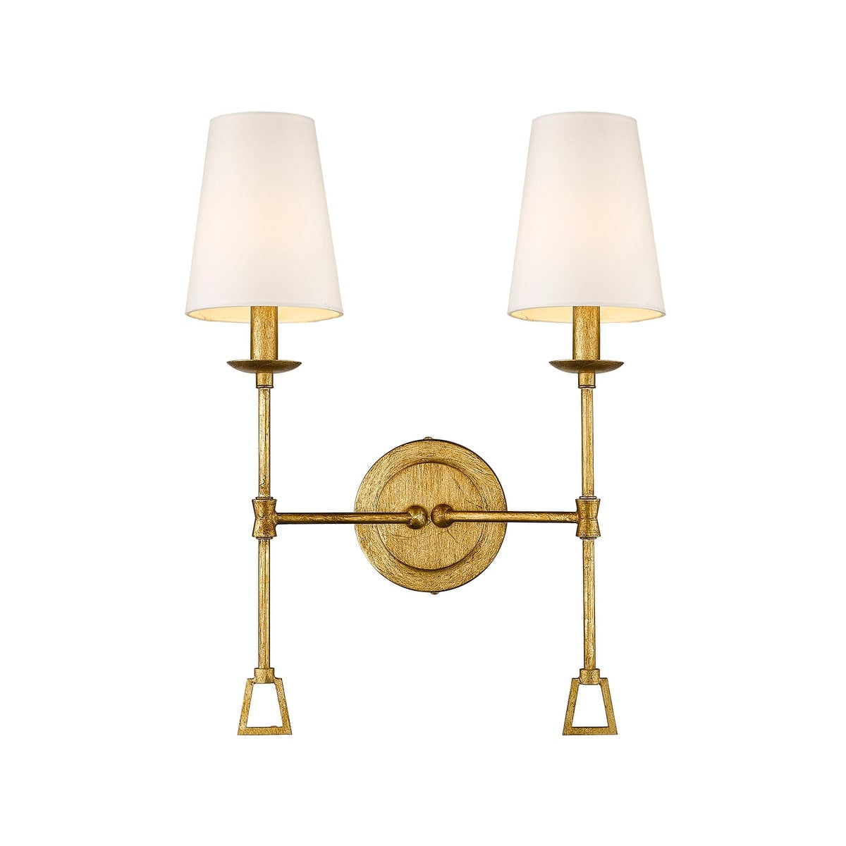 CFC Lighting Modern Two 2-Light Wall Sconce with Shade in Antique Gold ...