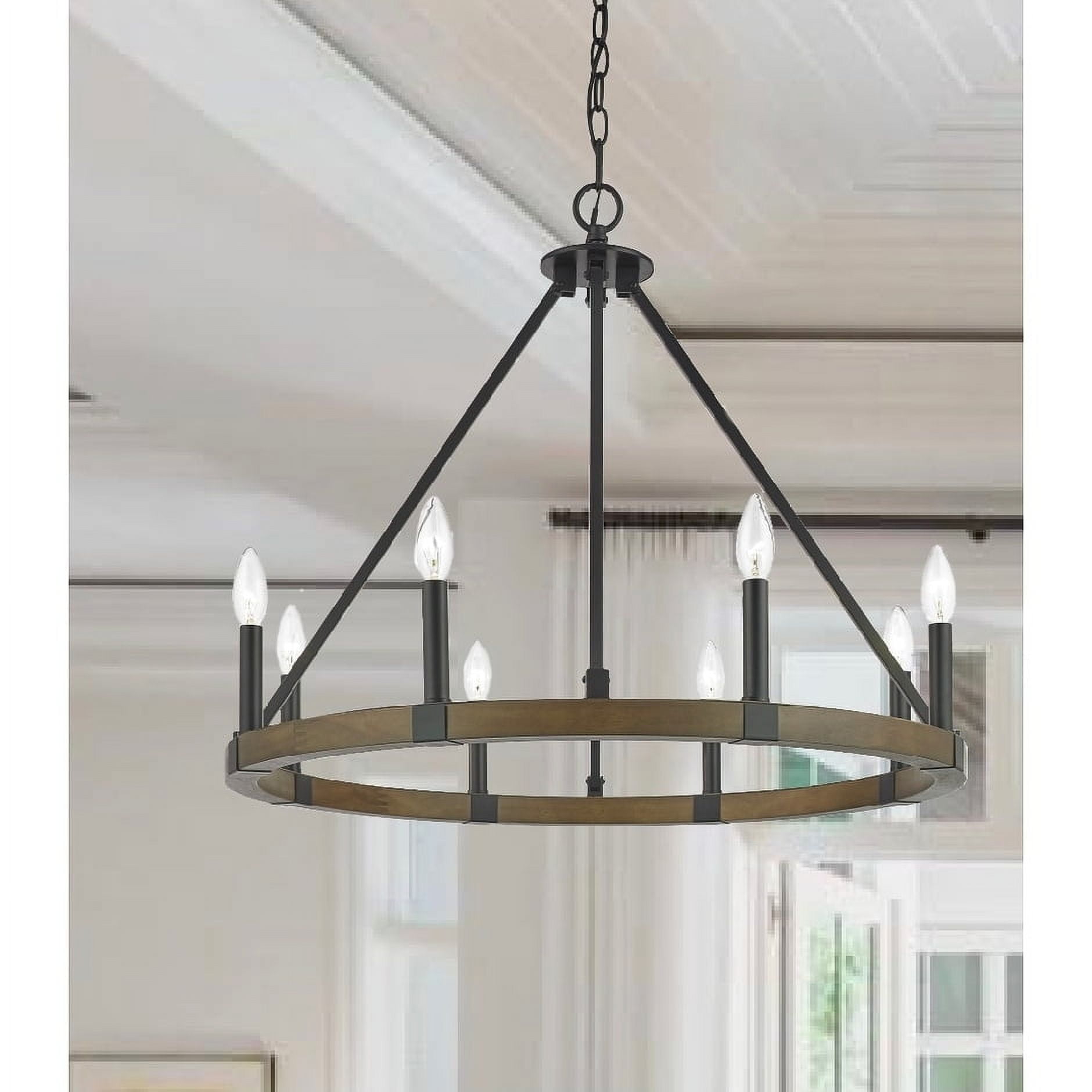 CFC Lighting Wagon Wheel Rustic Wooden 8-Lt Chandelier - Walmart.com