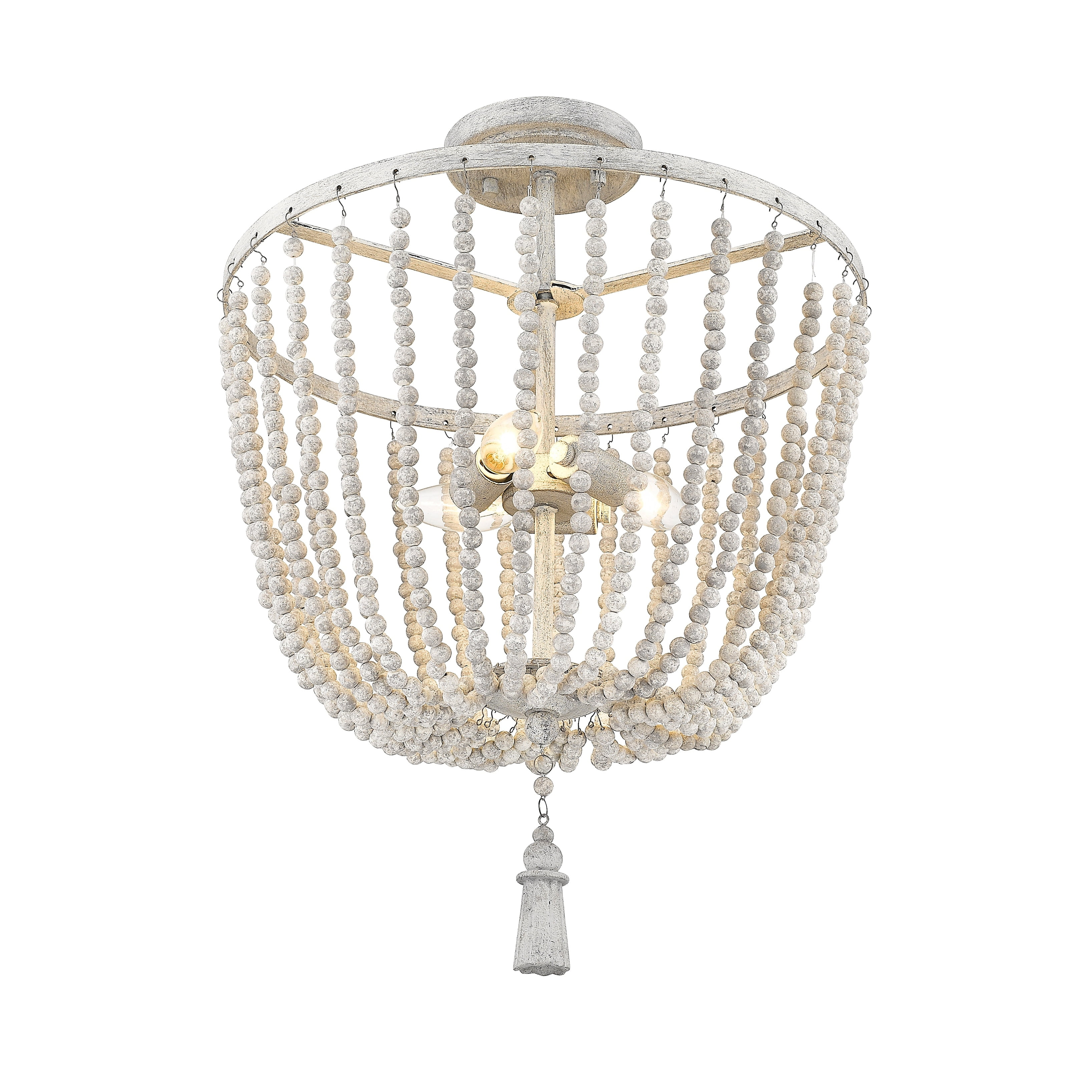 CFC Lighting Wood Beaded 3 Lt. Semi Flush Light Fixture WH - Walmart.com