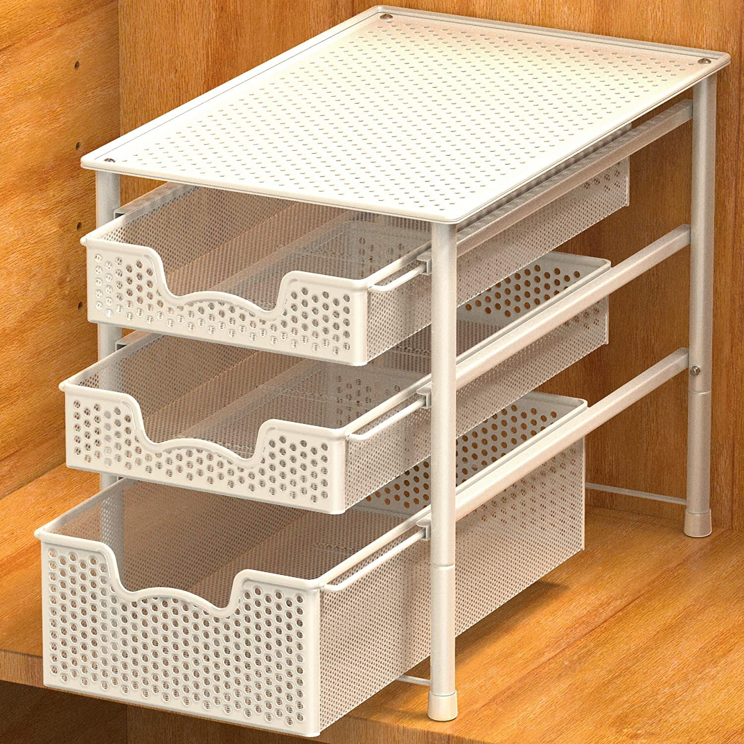 CFCYUBOU 3 Tier Alloy Steel Sliding Basket Organizer Drawer Cabinet ...