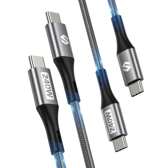 CFHADD-240W USB C to USB C Cable (1.5FT, 2 Pack), Fast Charging 100W PD ...