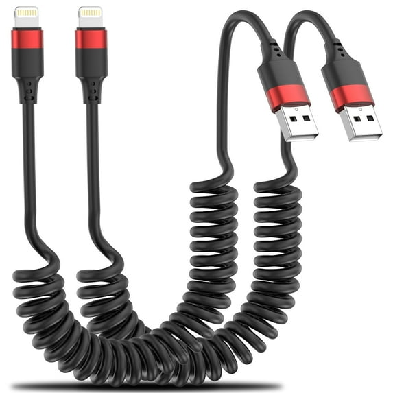 CFHADD-Coiled Lightning Cable for Car, 2 Pack iPhone CarPlay Cable Fast ...