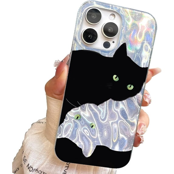 CFHADD-Compact Case for iPhone 15 Pro Shiny cat Design,Cute Sparkle ...