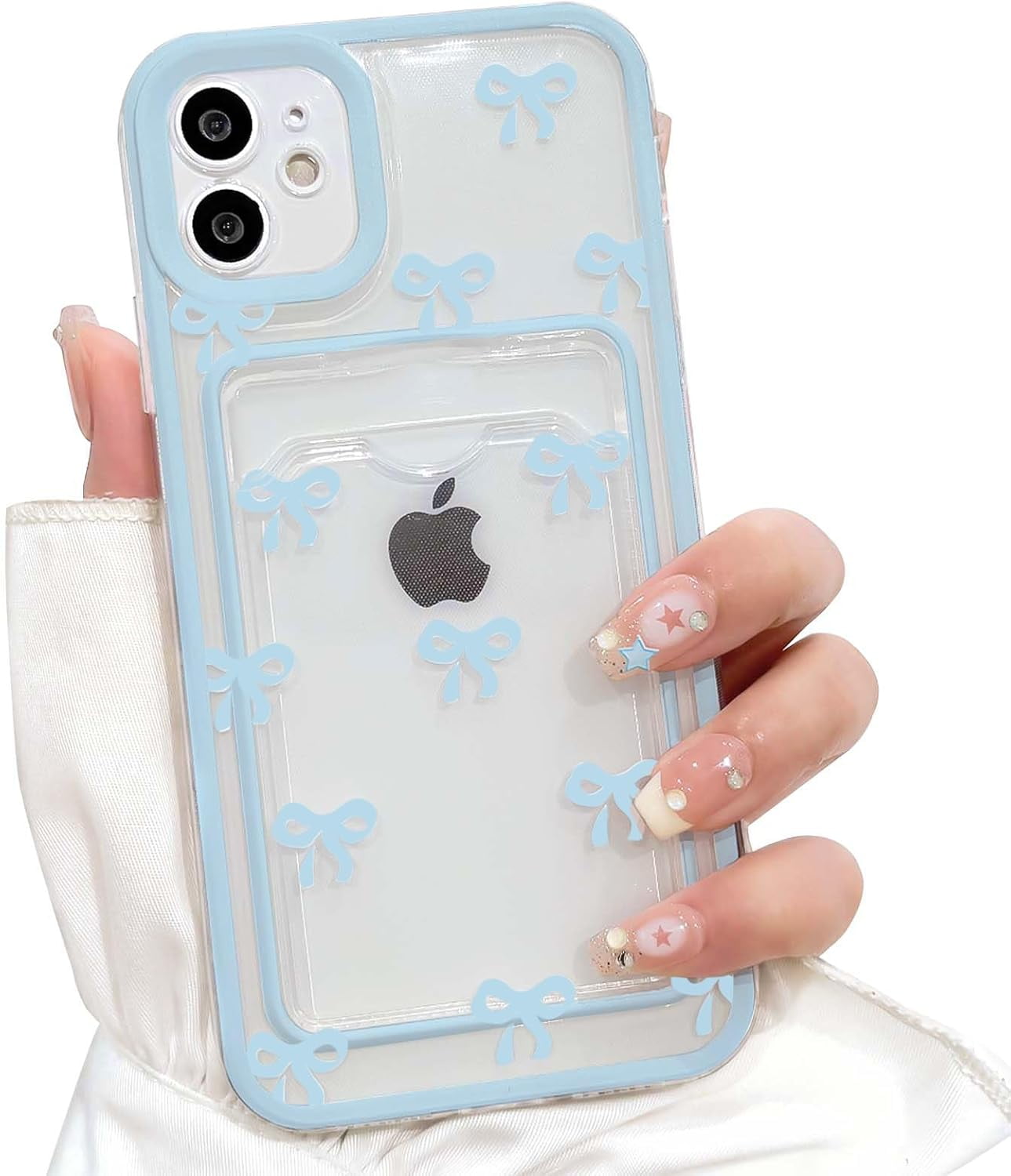 CFHADD-Compatible with iPhone 11 Case with Card Holder Clear Cute Bow ...