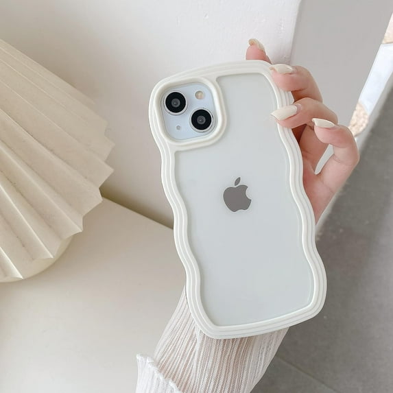 CFHADD-Compatible with iPhone 14 Plus Case, Cute Curly Wave Frame Clear ...