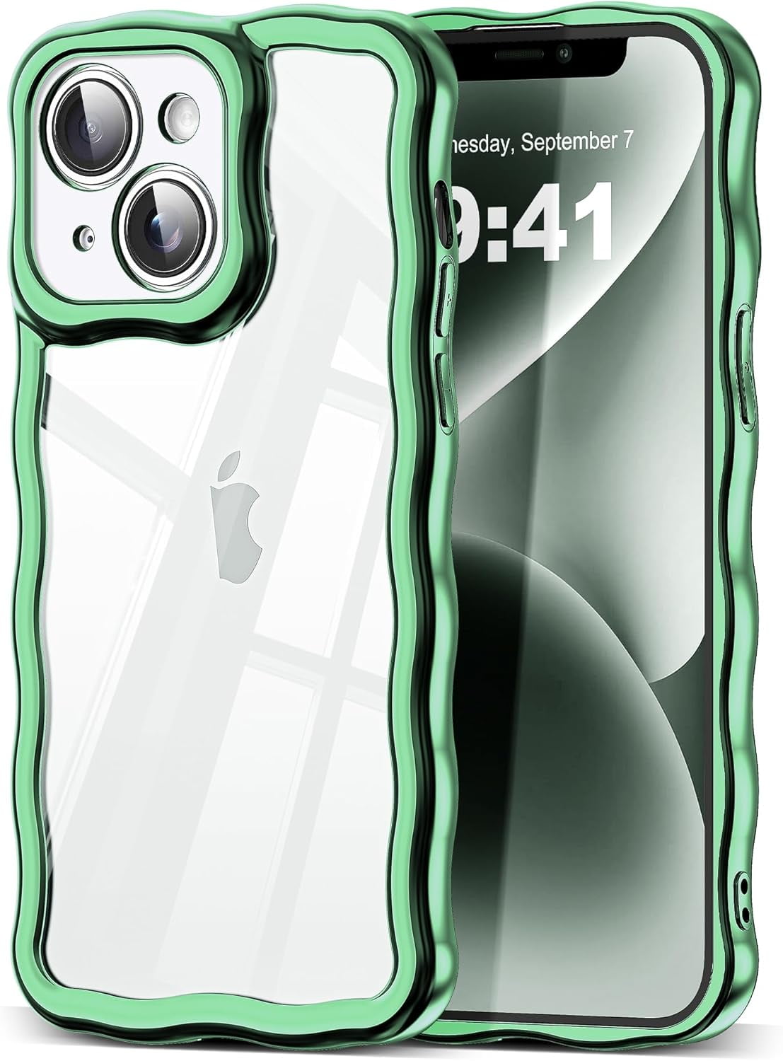 CFHADD-Compatible with iPhone 15 Plus Case, Kawaii Cute Curly Wave ...