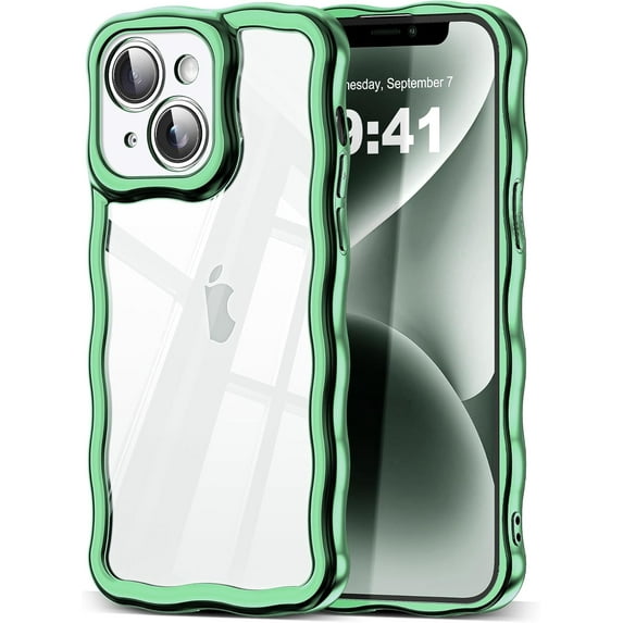 CFHADD-Compatible with iPhone 15 Plus Case, Kawaii Cute Curly Wave ...