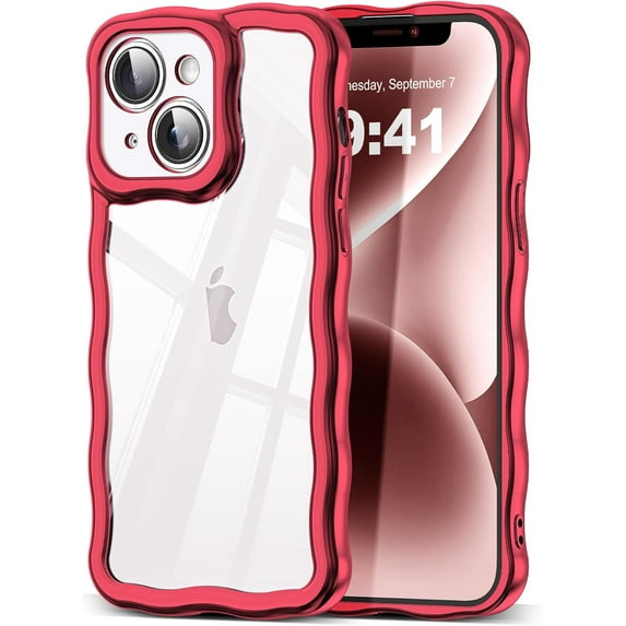 CFHADD-Compatible with iPhone 15 Plus Case, Kawaii Cute Curly Wave ...