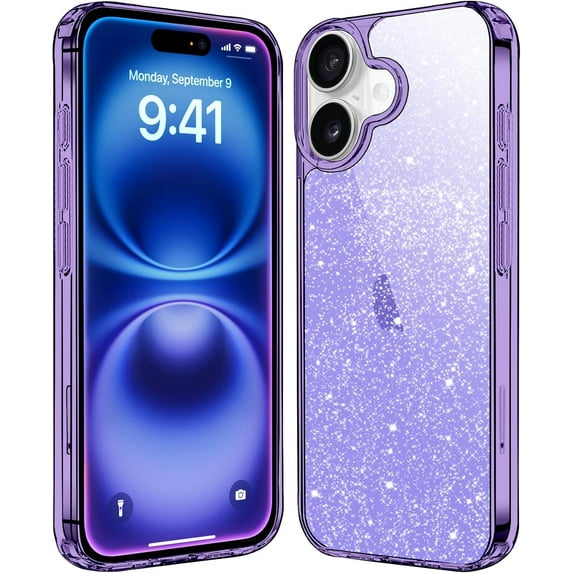 CFHADD-Compatible with iPhone 16 Case Clear Glitter, Hard PC Back ...