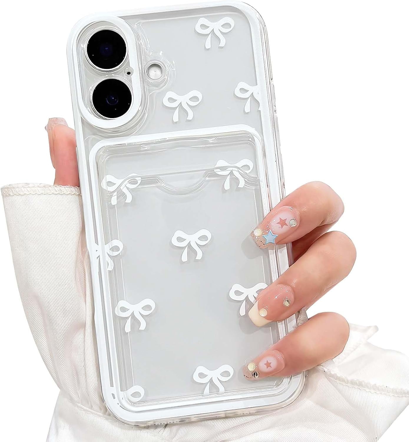 CFHADD-Compatible with iPhone 16 Plus Case with Card Holder Clear Cute ...